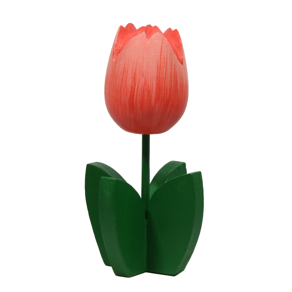 Houten tulp souvenir 14cm licht rood - Klompjes.com