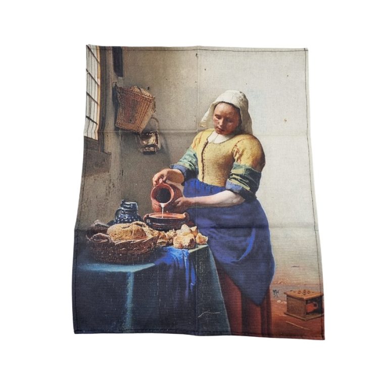Theedoek Johannes Vermeer het melkmeisje - Klompjes.com